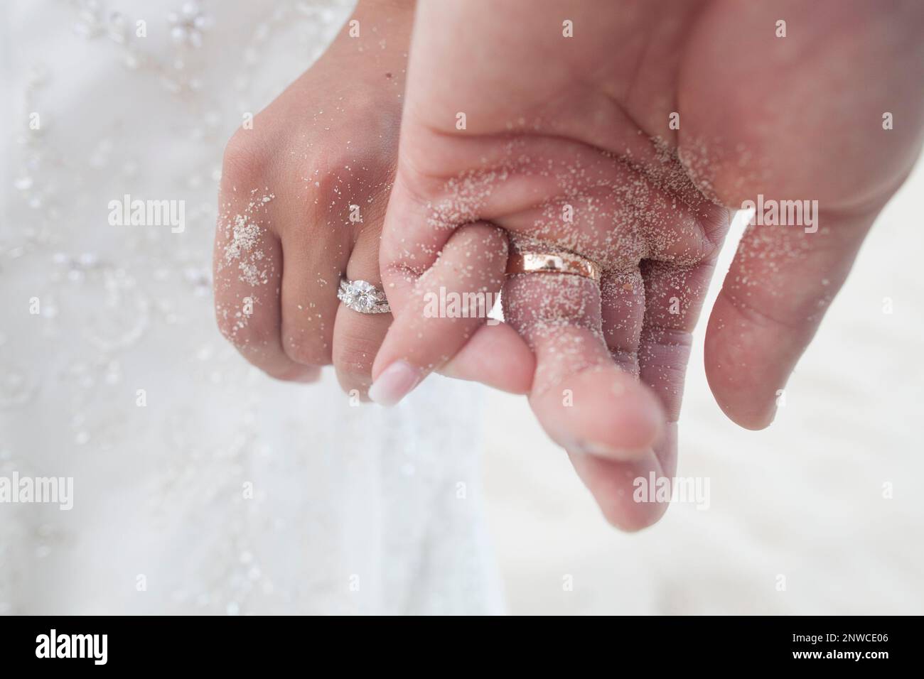 Sandy hands, wedding rings, and a Pinky promise of together forever ...