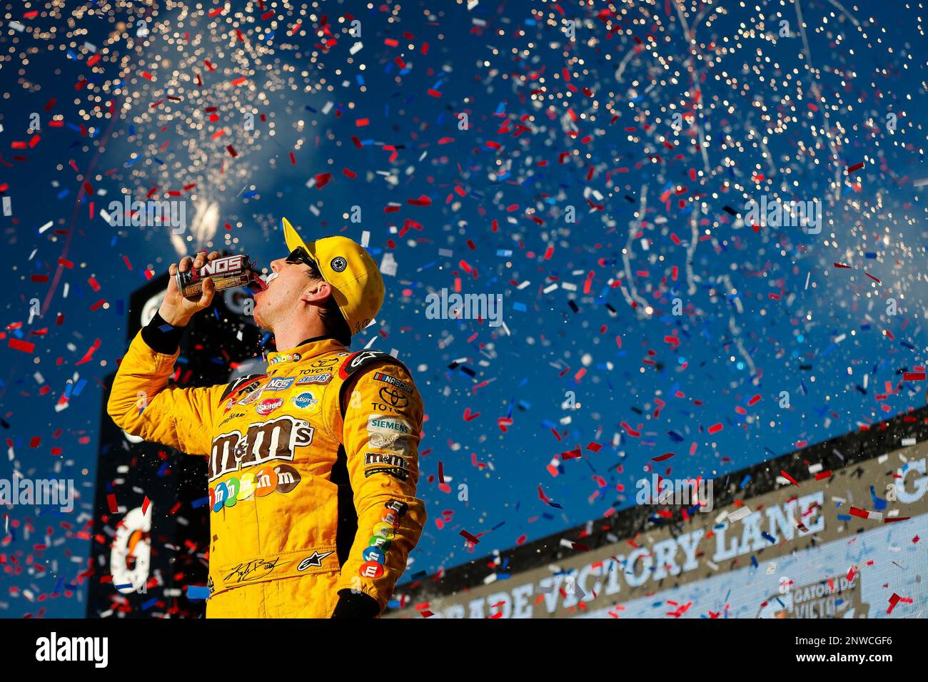 #18: Kyle Busch, Joe Gibbs Racing, Toyota Camry M&M's celebrates ...