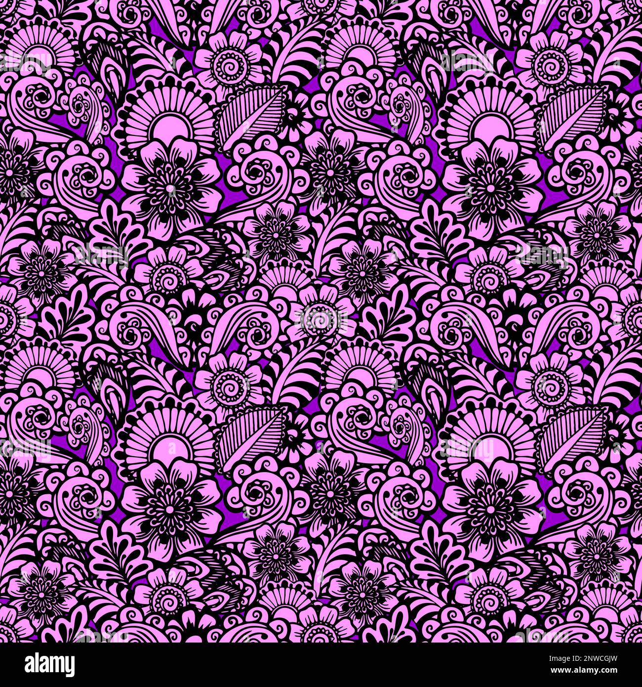 seamless black graphic pattern on a purple background, oriental motifs ...