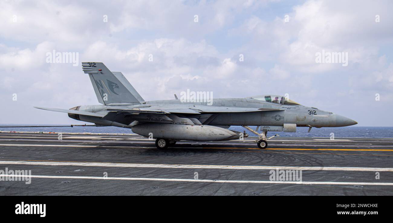 230103-N-DU622-1086 PHILIPPINE SEA (Jan. 3, 2023) An F/A-18E Super Hornet from the “Kestrels” of ...