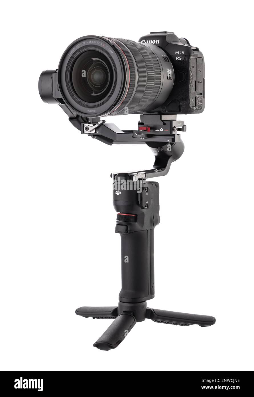 Varna, Bulgaria - February 17 ,2023: Canon R5 and DJI Ronin 3 mini is ...