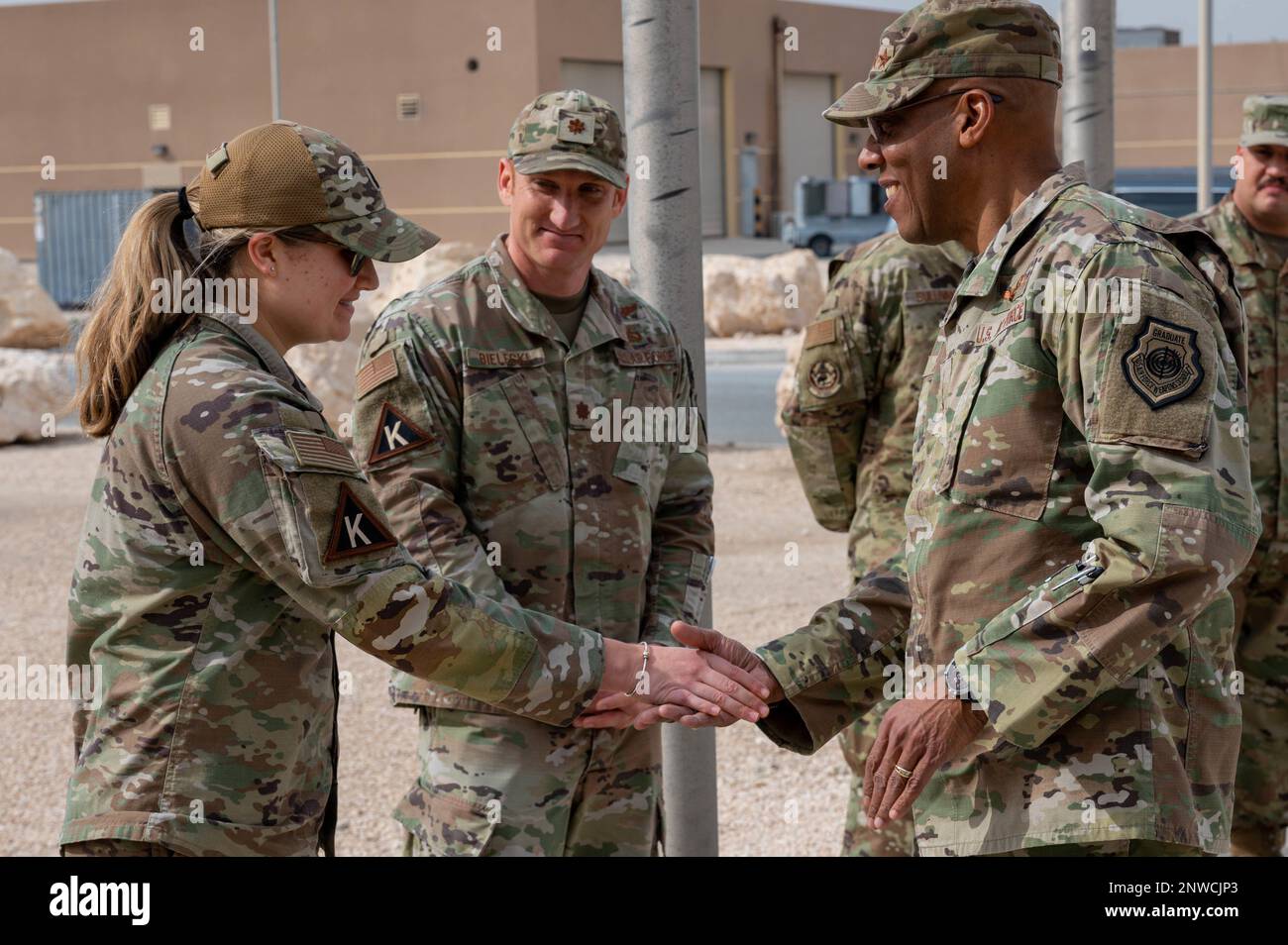U.S. Air Force Chief of Staff Gen. CQ Brown, Jr. coins 1st Lt Katherine Krolicki assigned to the ...