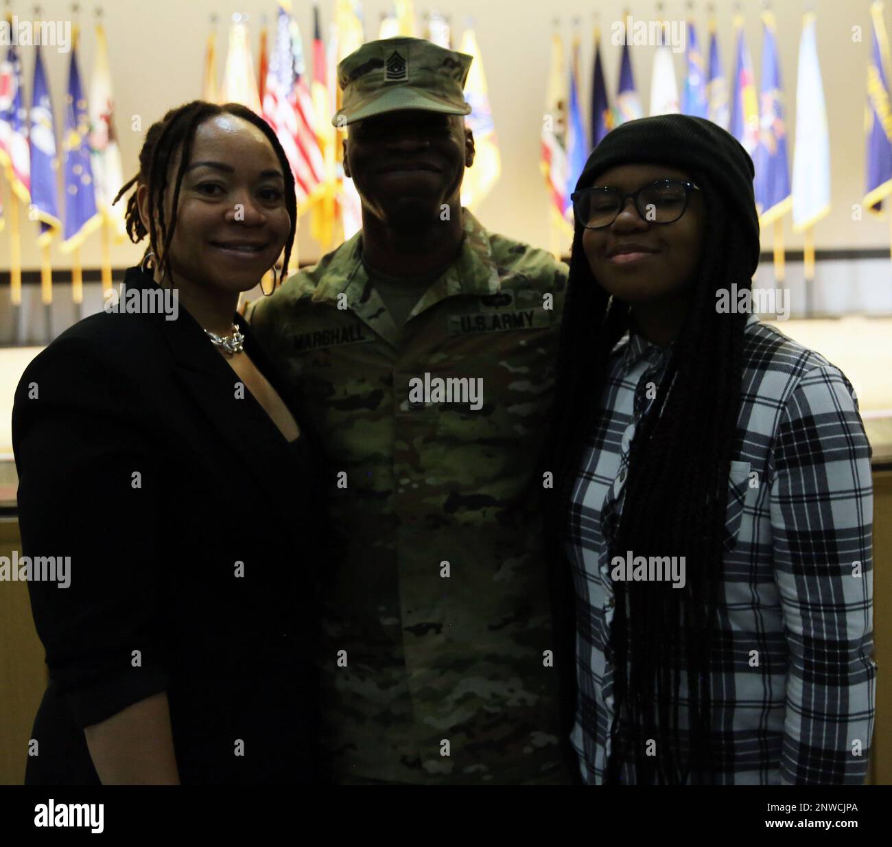 Command Sgt. Maj. Wendall V. Marshall, 2d Theater Signal Brigade's command sergeant major, poses ...