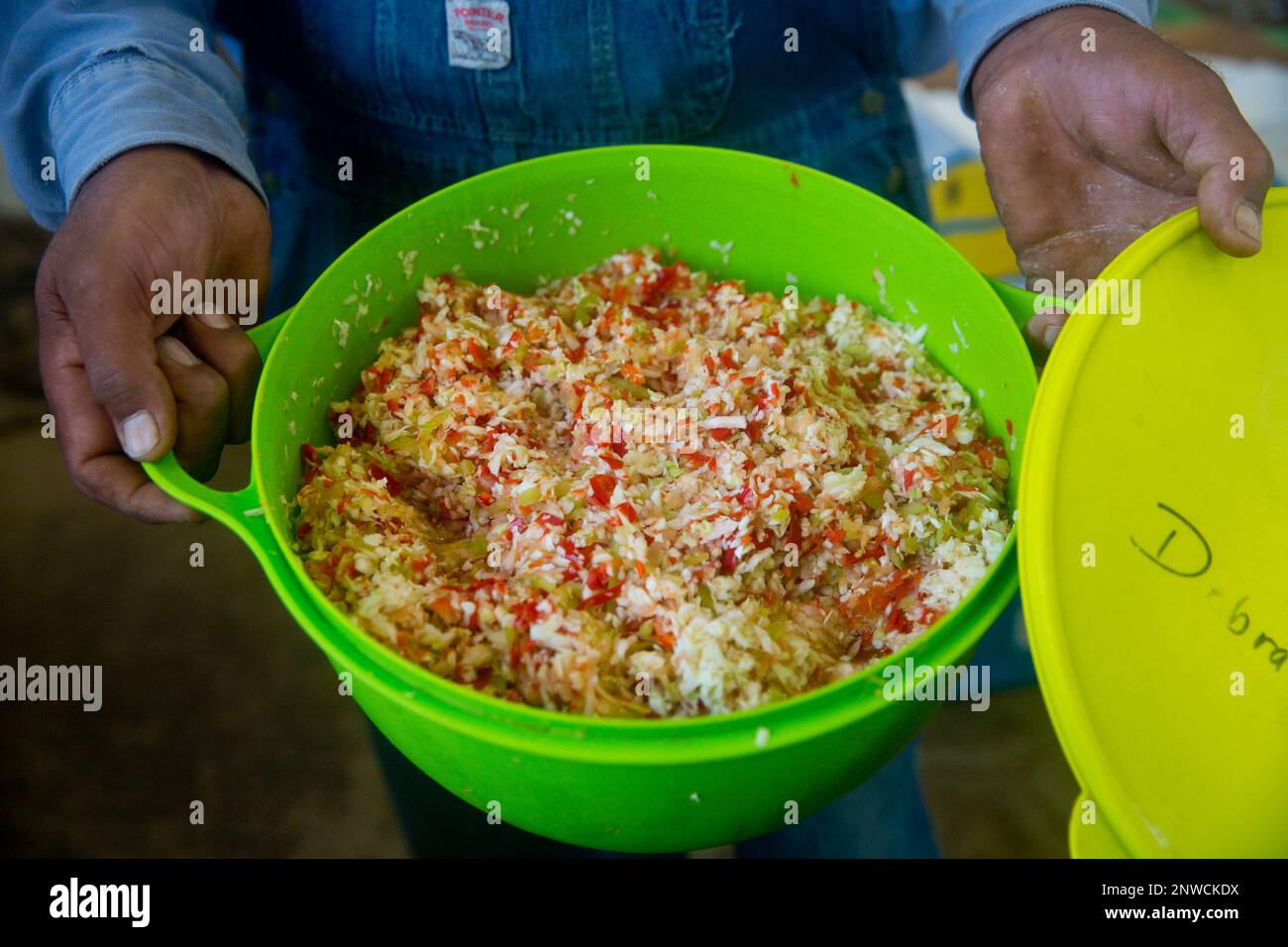 Debbie Hopkins makes chow chow relish from vegetables Richard Hopkins ...