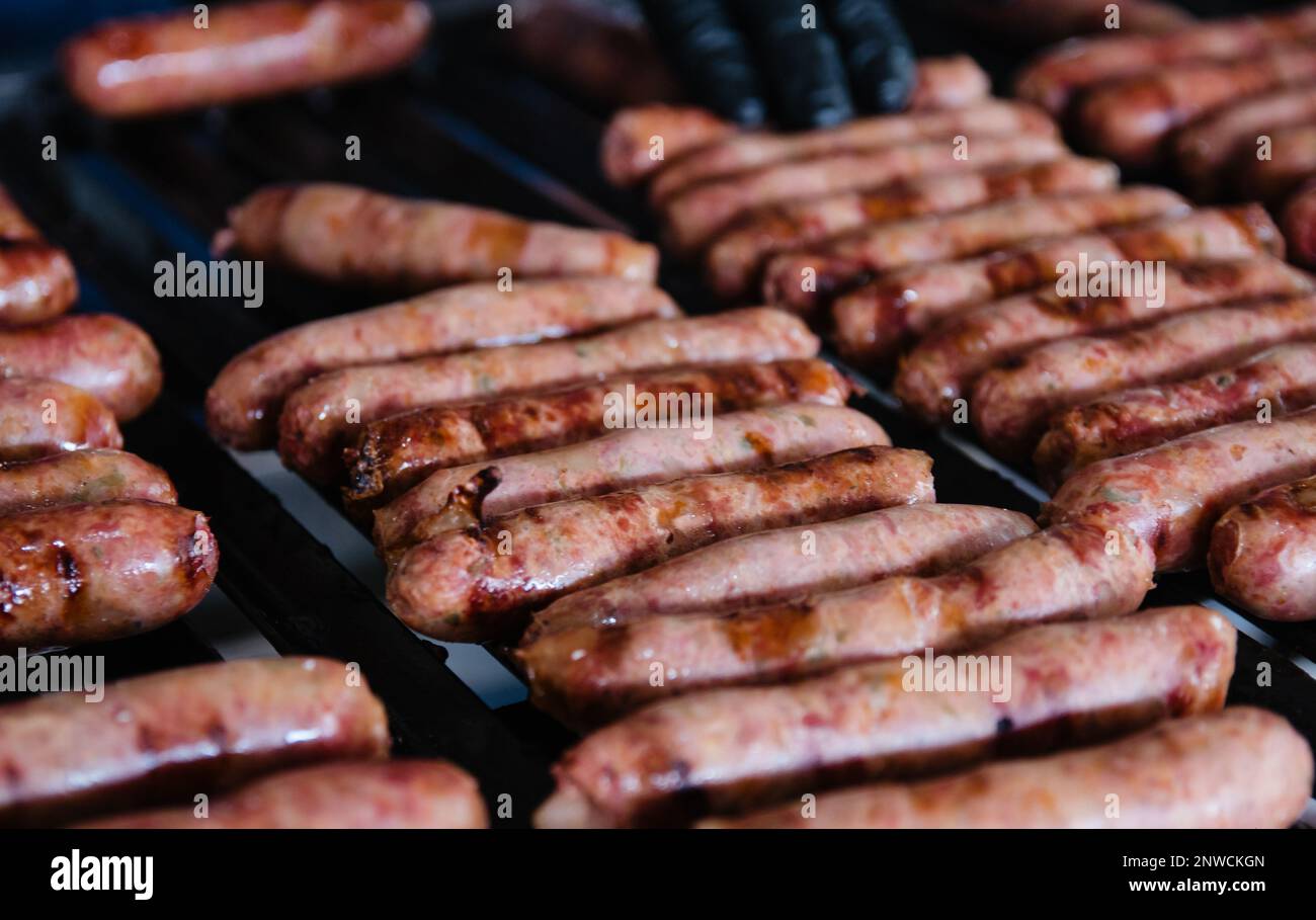 preparation of chorizo with bread ready to serve and enjoy Stock Photo ...