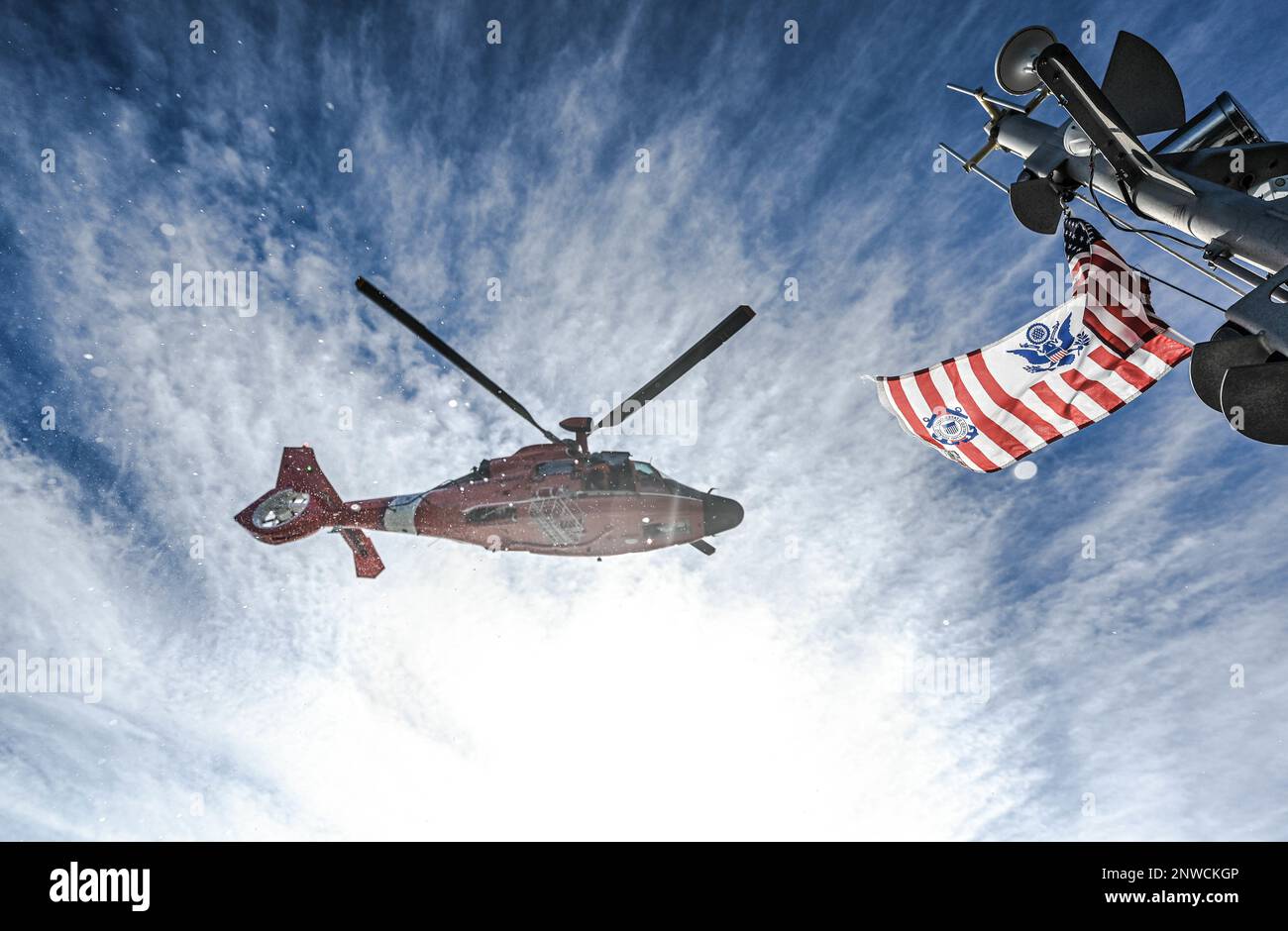 A U.S. Coast Guard Eurocopter MH-65 Dolphin Helicopter from Air station ...