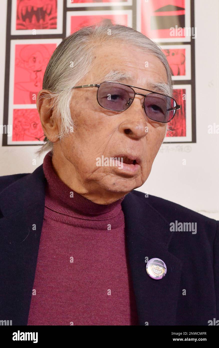 Fujiko Fujio A, a Japanese cartoonist, speaks during an interview ...