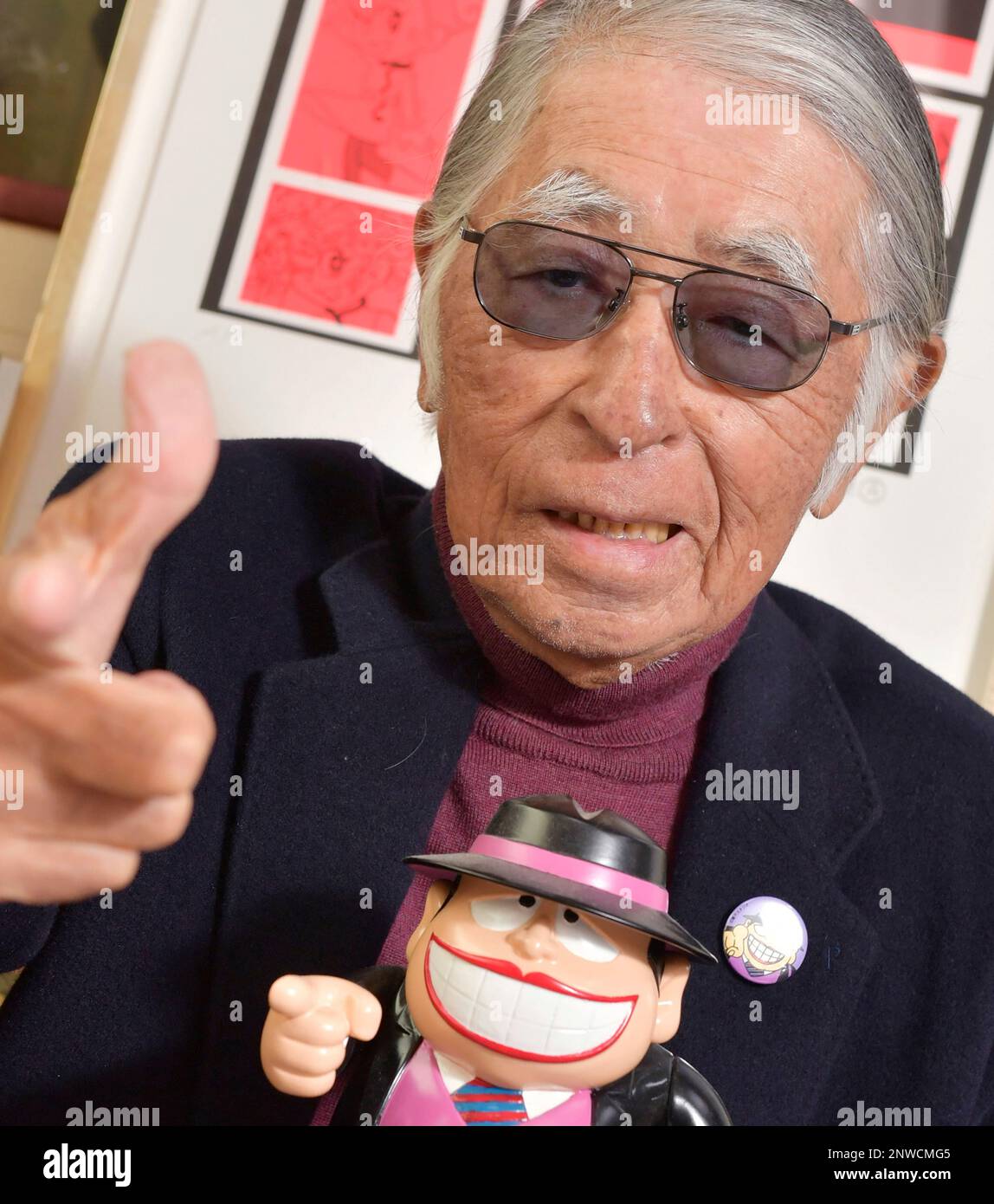 Fujiko Fujio A, a Japanese cartoonist, speaks during an interview ...