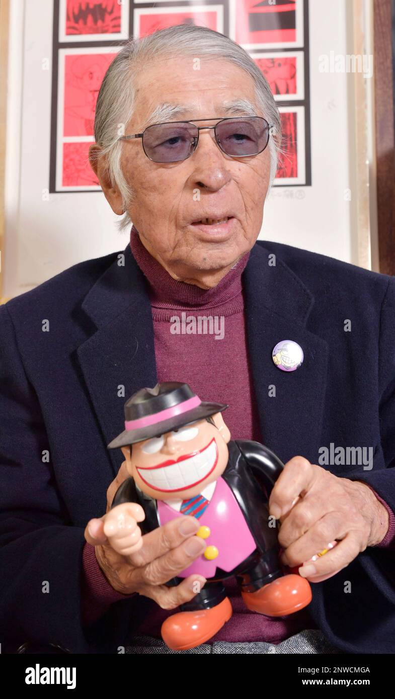 Fujiko Fujio A, a Japanese cartoonist, speaks during an interview ...