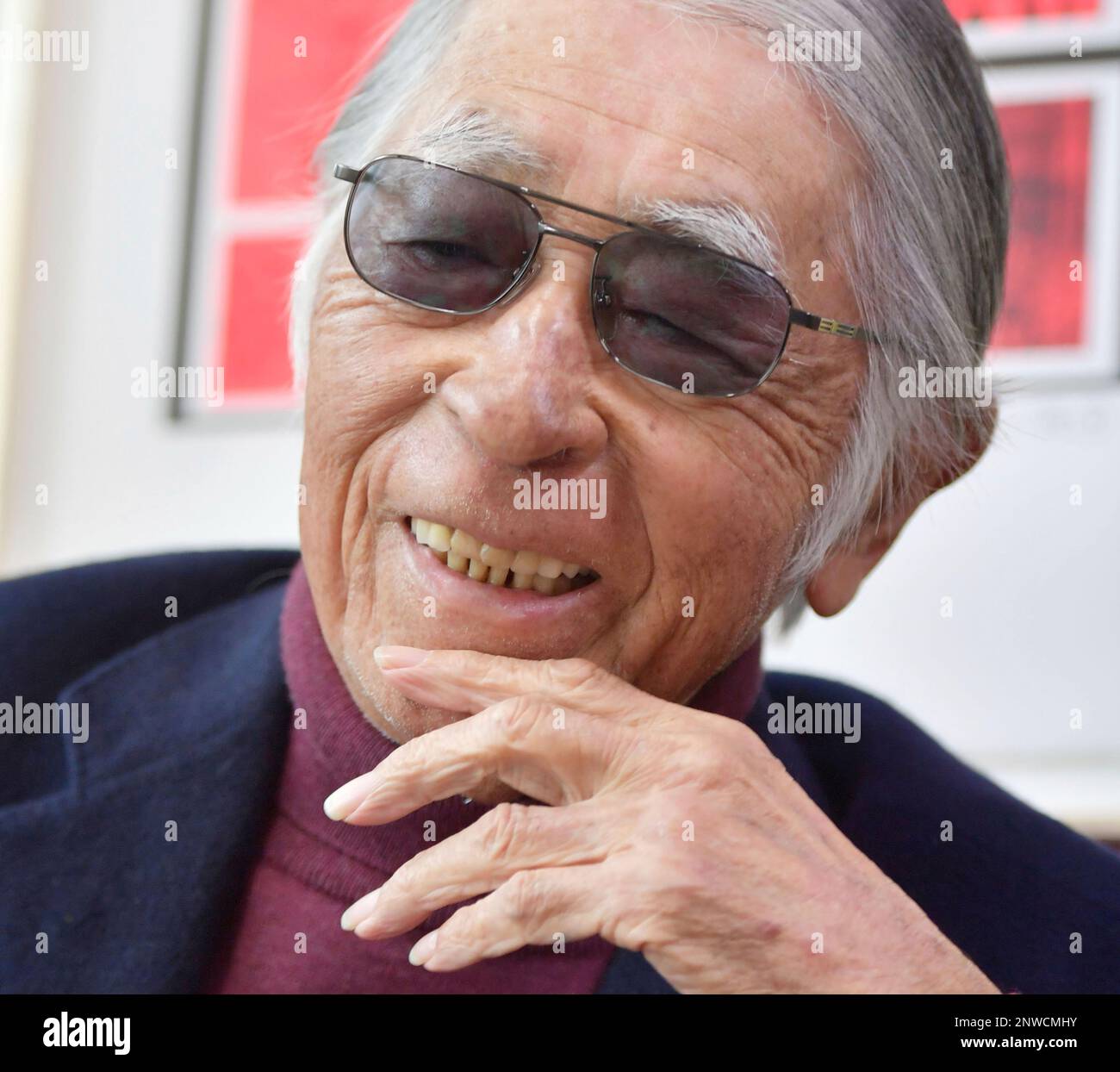 Fujiko Fujio A, a Japanese cartoonist, speaks during an interview ...