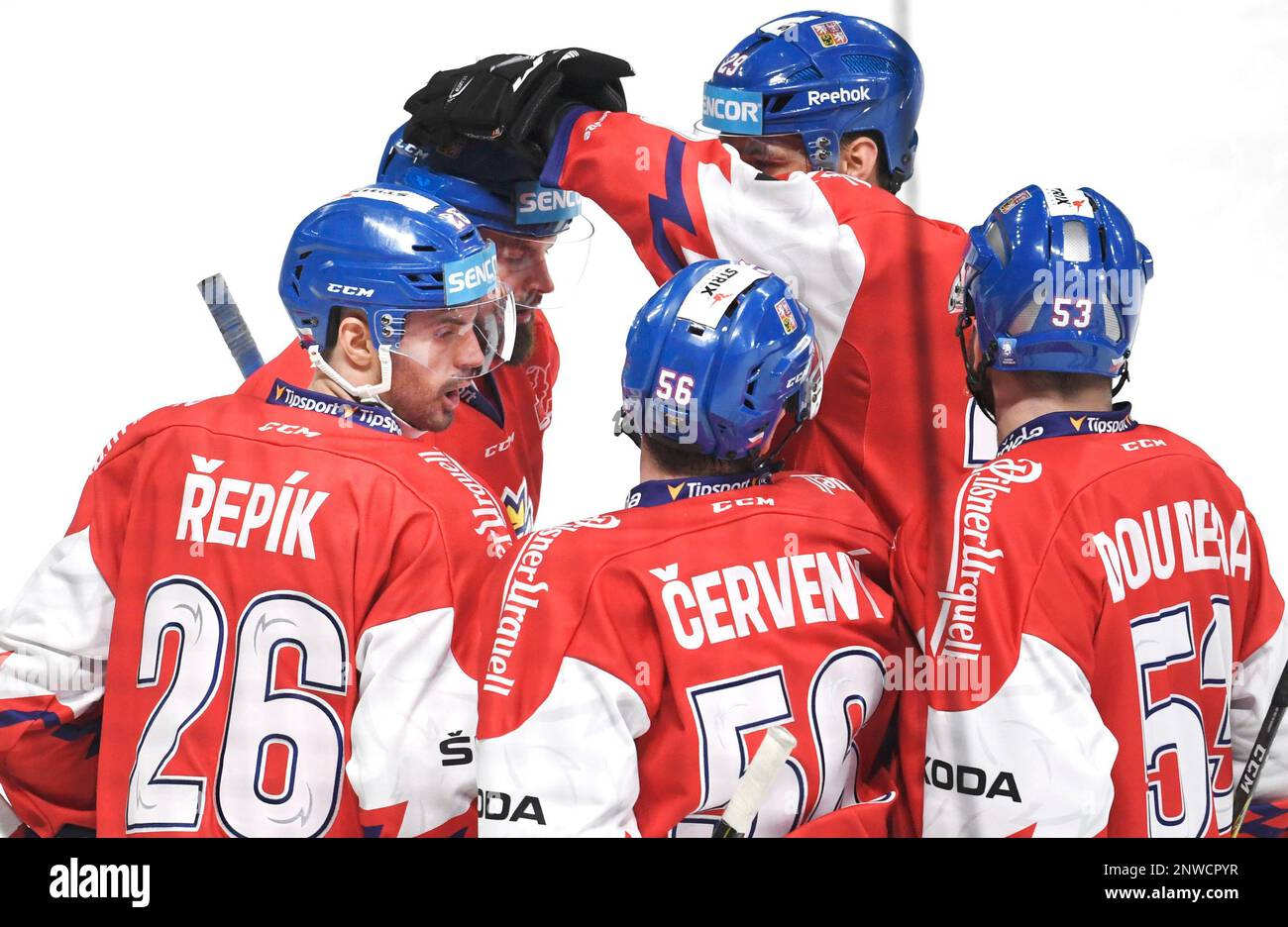 Czech Republic's Michal Repik celebrates with his teammates Roman Horak ...