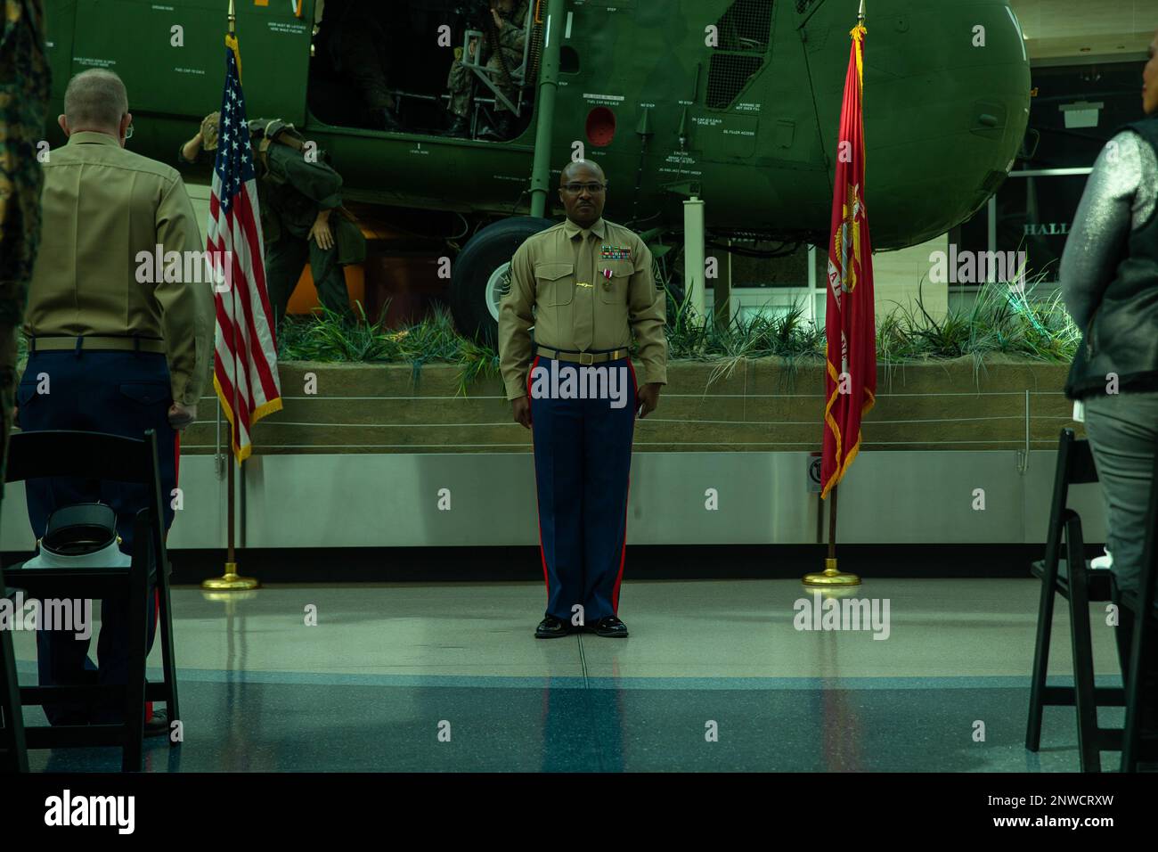 MSgt. Ralph Wright stands at attention at his retirement ceremony at ...