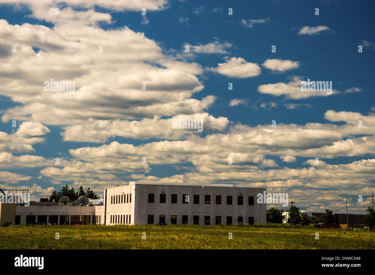 Warehouse filling the expanse of space, Toronto suburb, Canada Stock ...