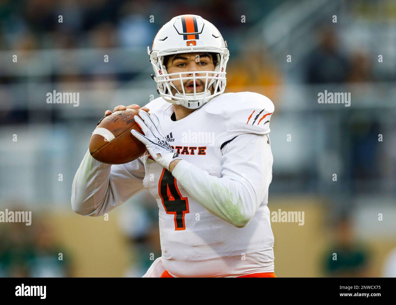 Idaho State's Tanner Gueller looks for a receiver during an NCAA ...