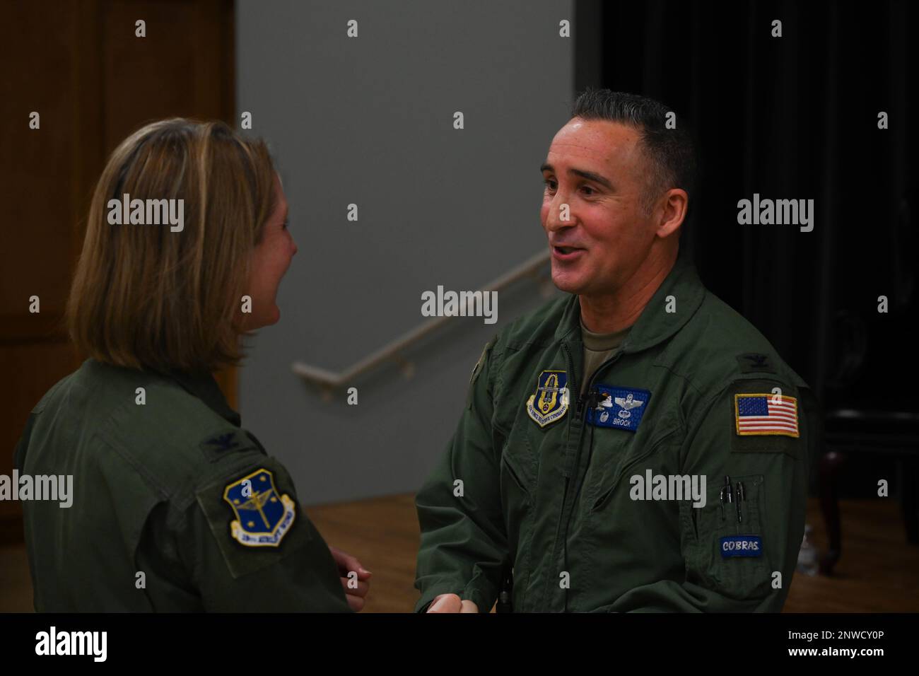 Col. Angela Ochoa, 19th Airlift Wing commander (left), introduces ...