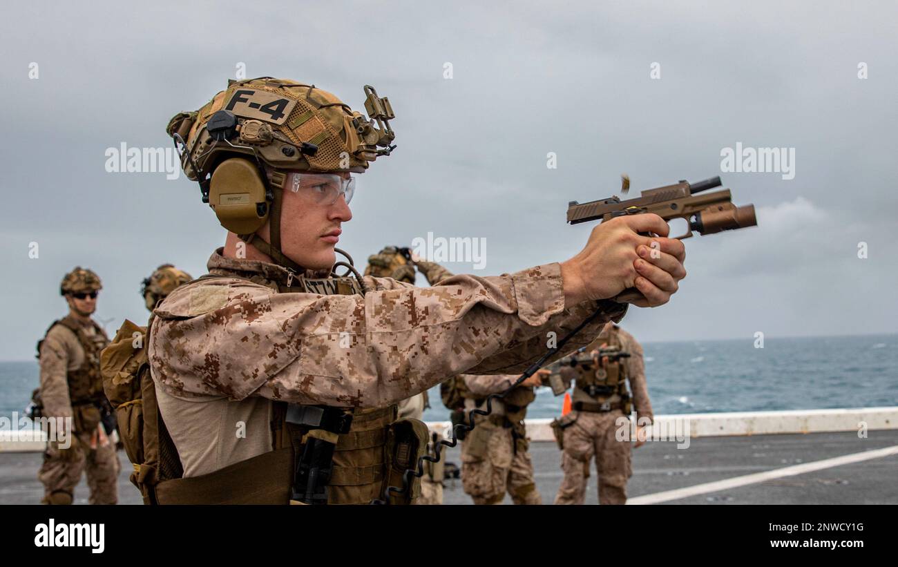 SOUTH CHINA SEA (Jan. 5, 2023) – A U.S. Marine with Maritime Raid Force, 13th Marine ...