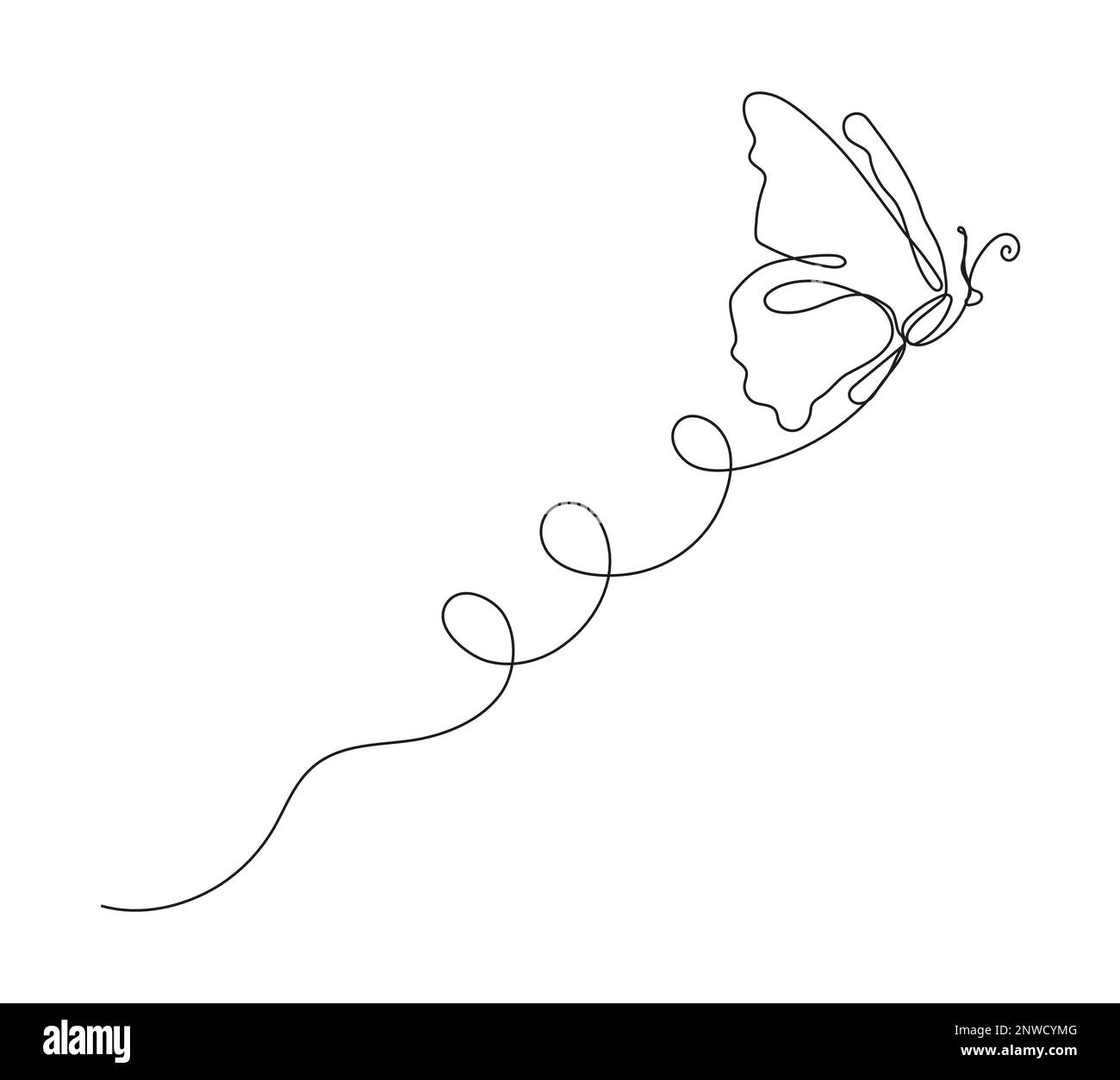 Butterfly continuous line vector. Minimalist contour insect in hand ...