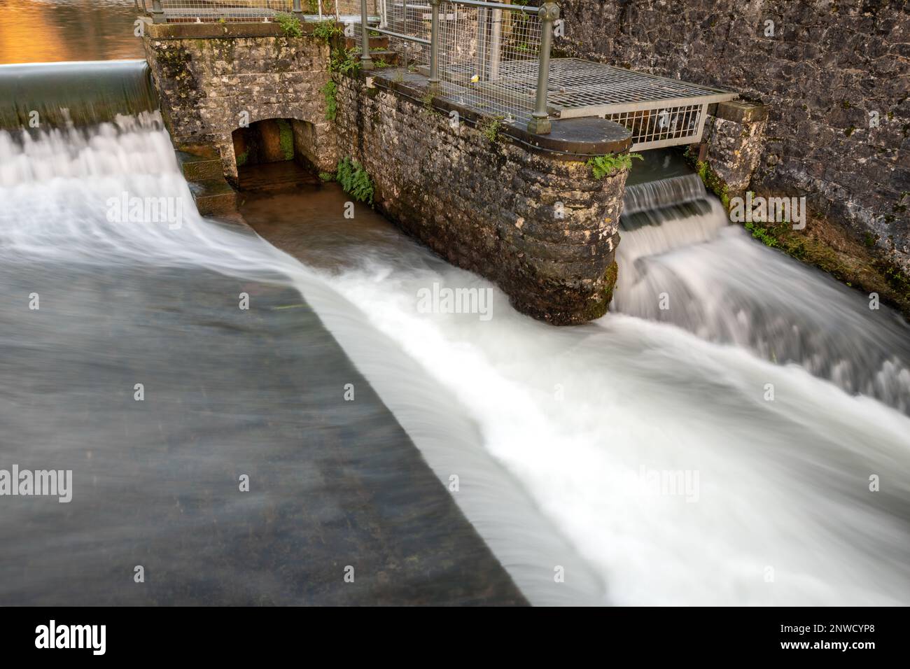 Long exposure of a waterfall in Cheddar village in Somerset Stock Photo ...
