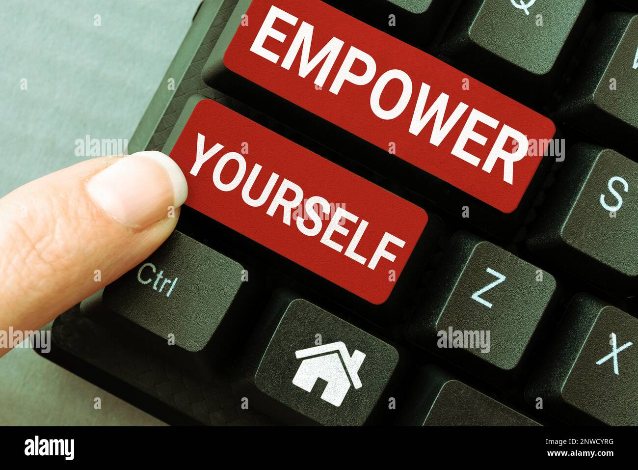 Conceptual caption Empower Yourself, Business showcase taking control of life setting goals ...