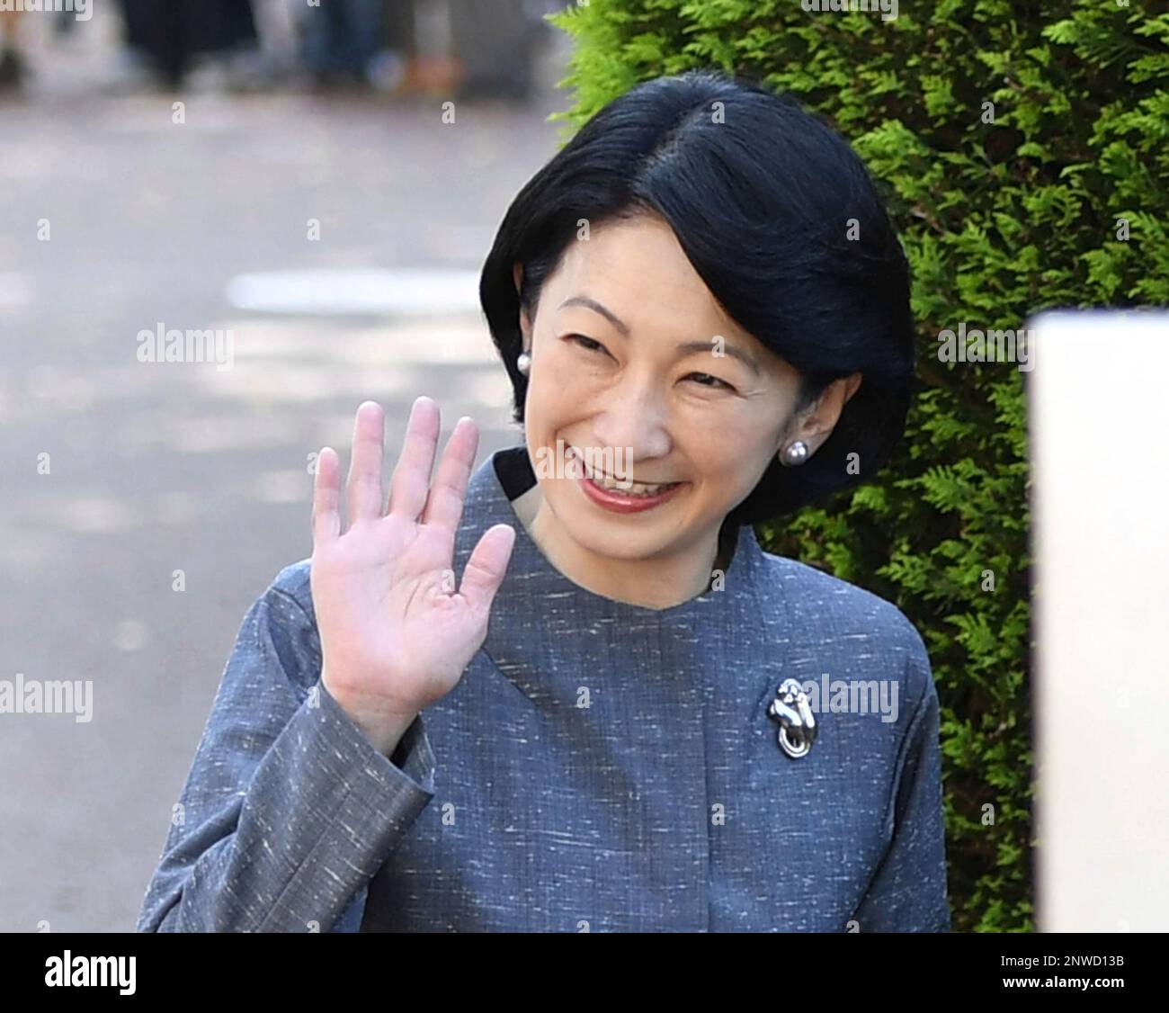 Japan's Princess Kiko arrives at Showanomori Tennis Center to watch All ...