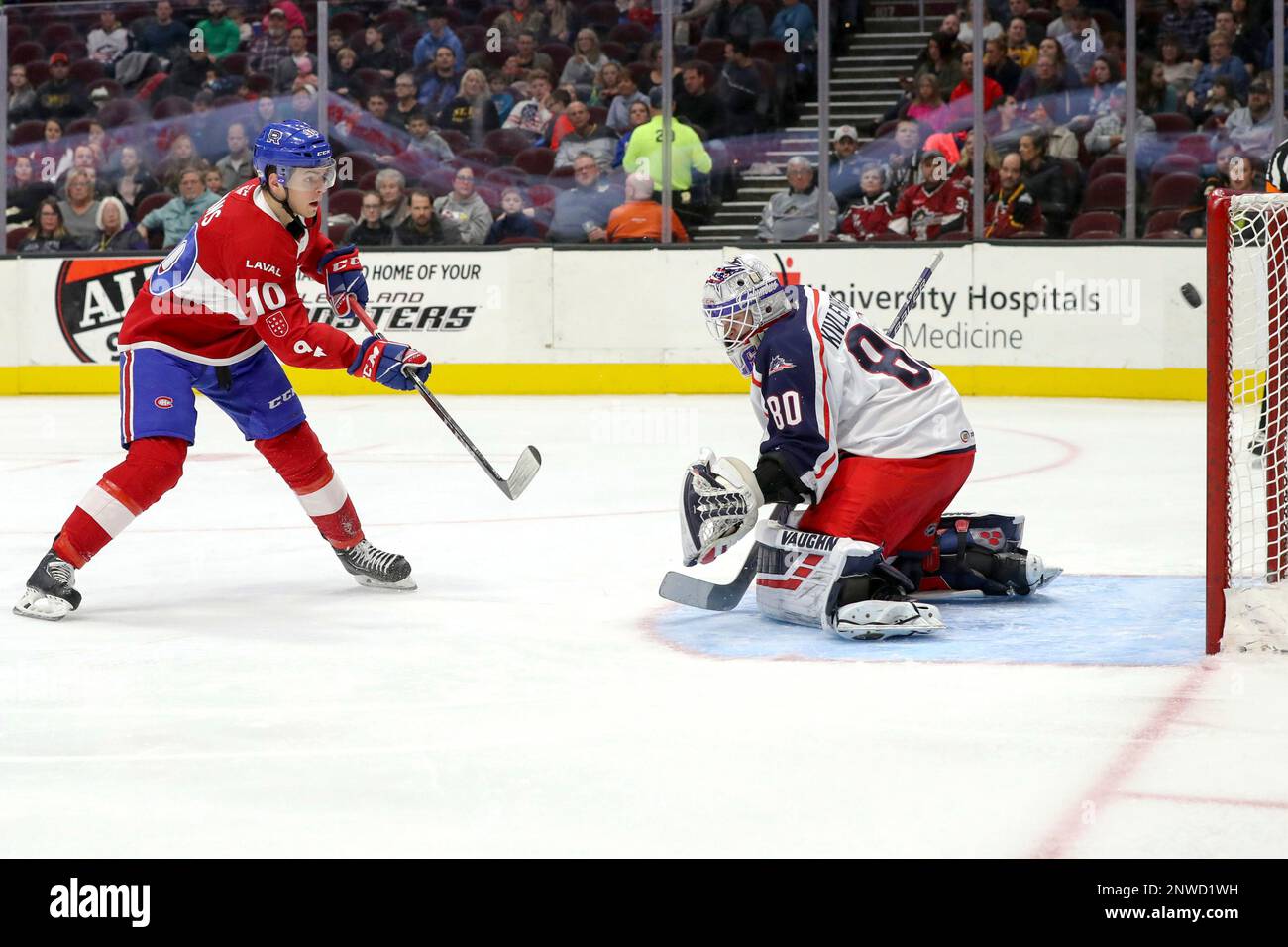 CLEVELAND, OH - NOVEMBER 09: Laval Rocket center Jake Evans (10) puts ...