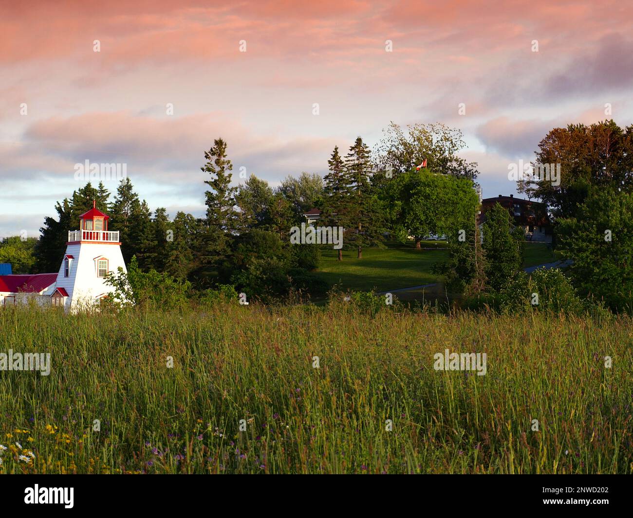 Sunset near the lighthouse at Little Current, Manitoulin Island,ON ...