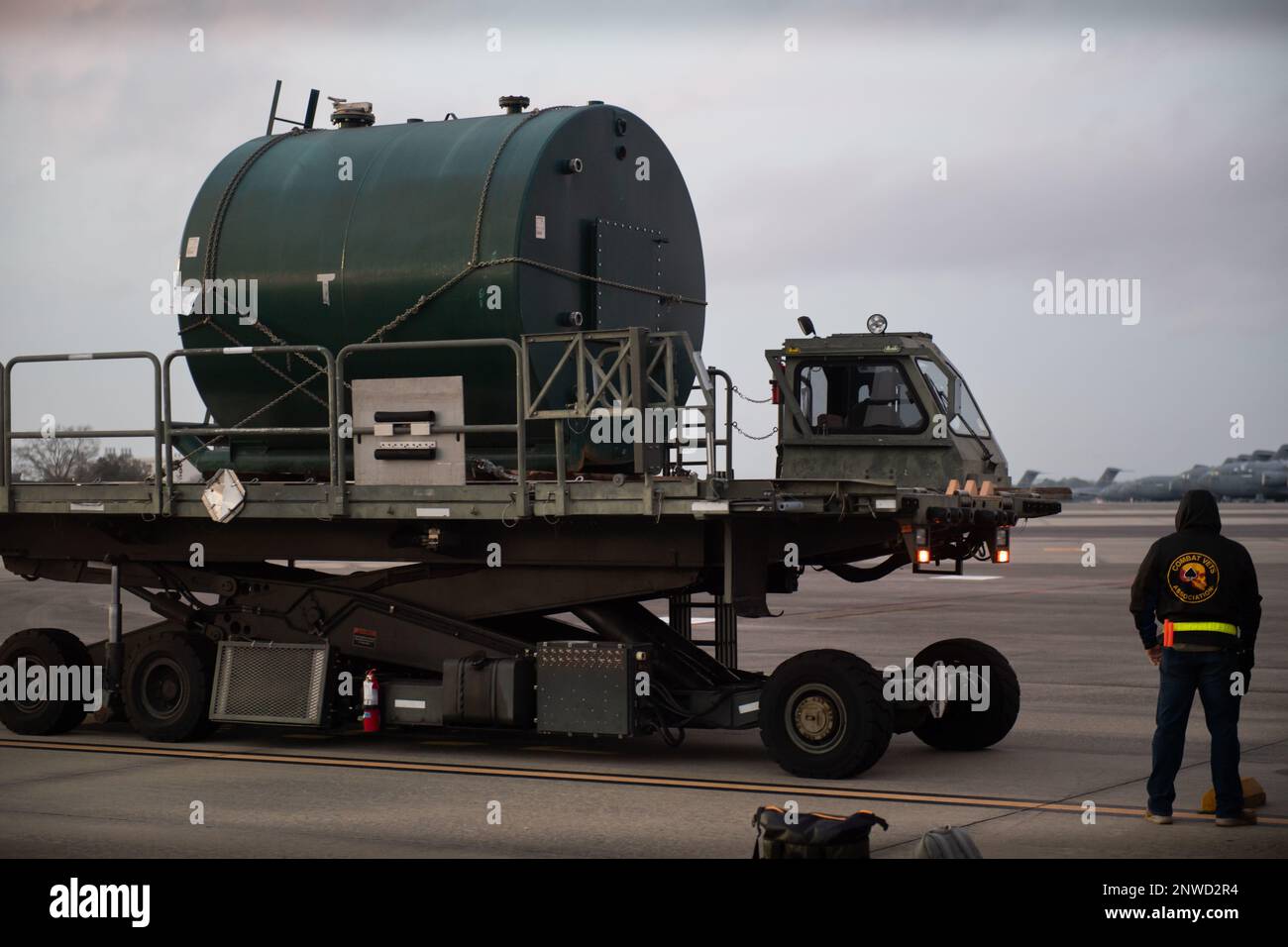 A U.S. Air Force Airman with the 437th Aerial Port Squadron, prepares ...