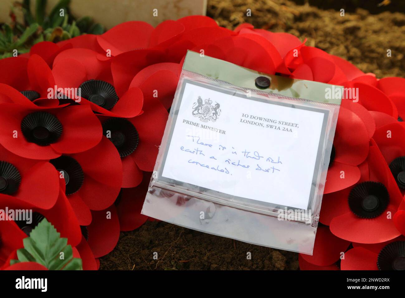 The wreath of Britain's Prime Minister Theresa May at the grave of John ...