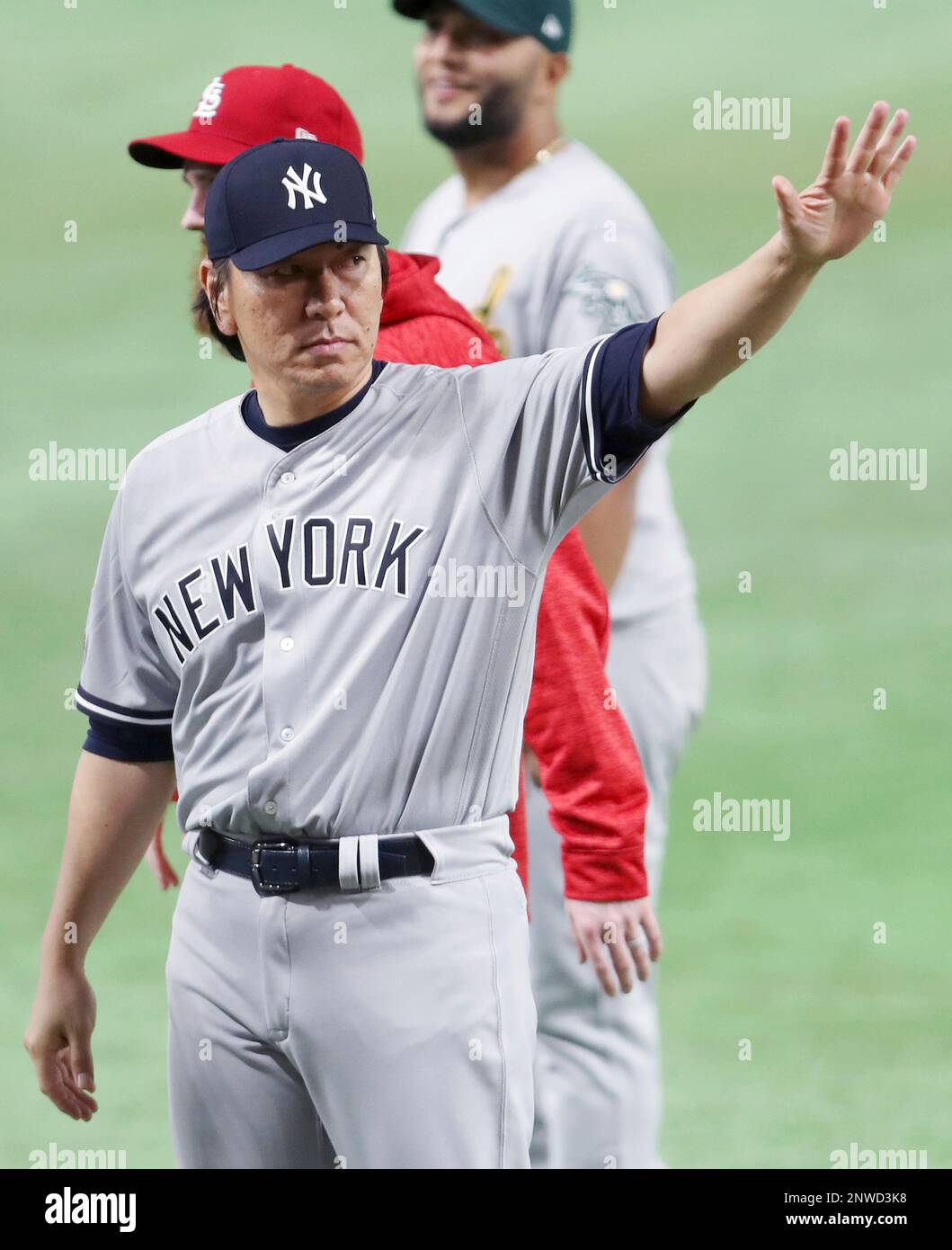 Hideki Matsui, nicknamed "Godzilla", participates in an exhibition game ...