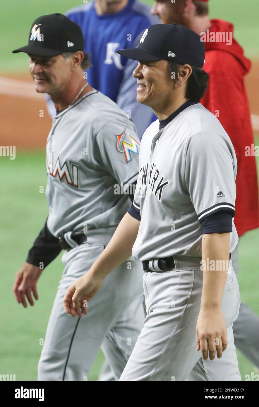 Hideki Matsui, nicknamed "Godzilla", participates in an exhibition game ...