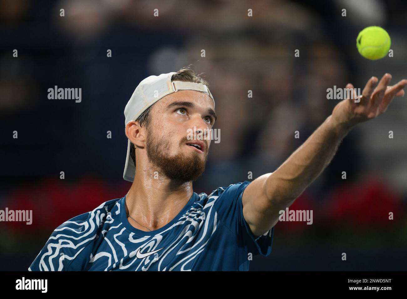 DUBAI, UAE, 28th February 2023. Action from the 1st round match of the ...