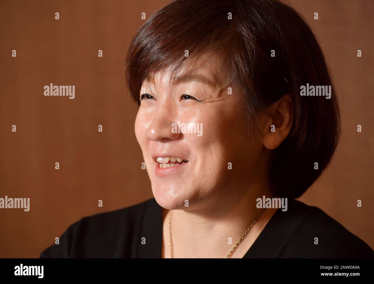 Japanese former Judo wrestler Ryoko Tani speaks during an interview in ...