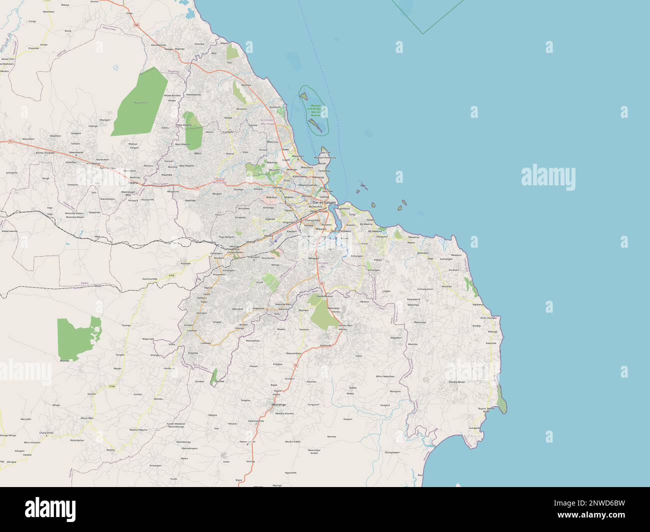 Dar es Salaam, region of Tanzania. Open Street Map Stock Photo - Alamy