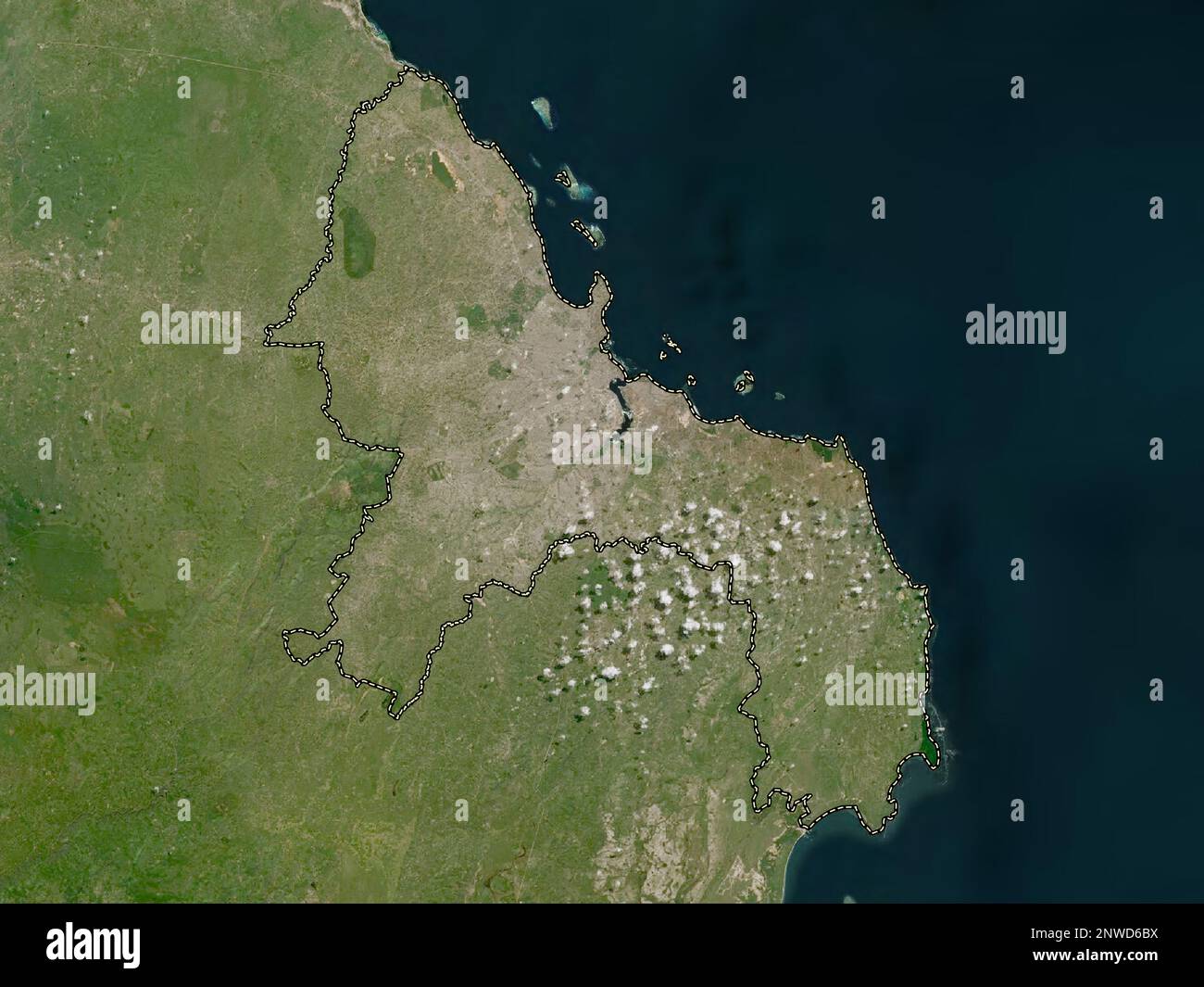 Dar es Salaam, region of Tanzania. Low resolution satellite map Stock ...
