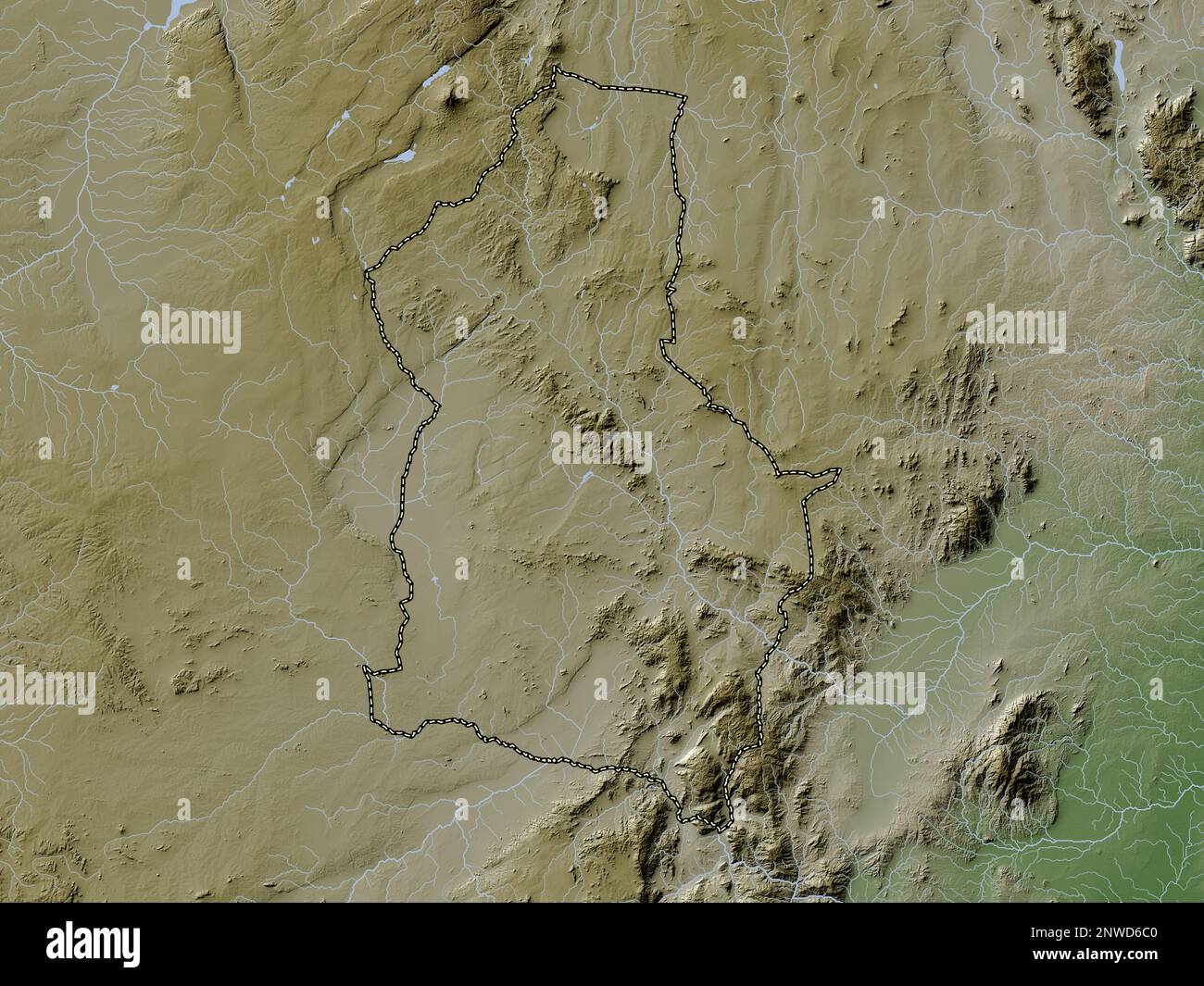 Dodoma, region of Tanzania. Elevation map colored in wiki style with ...