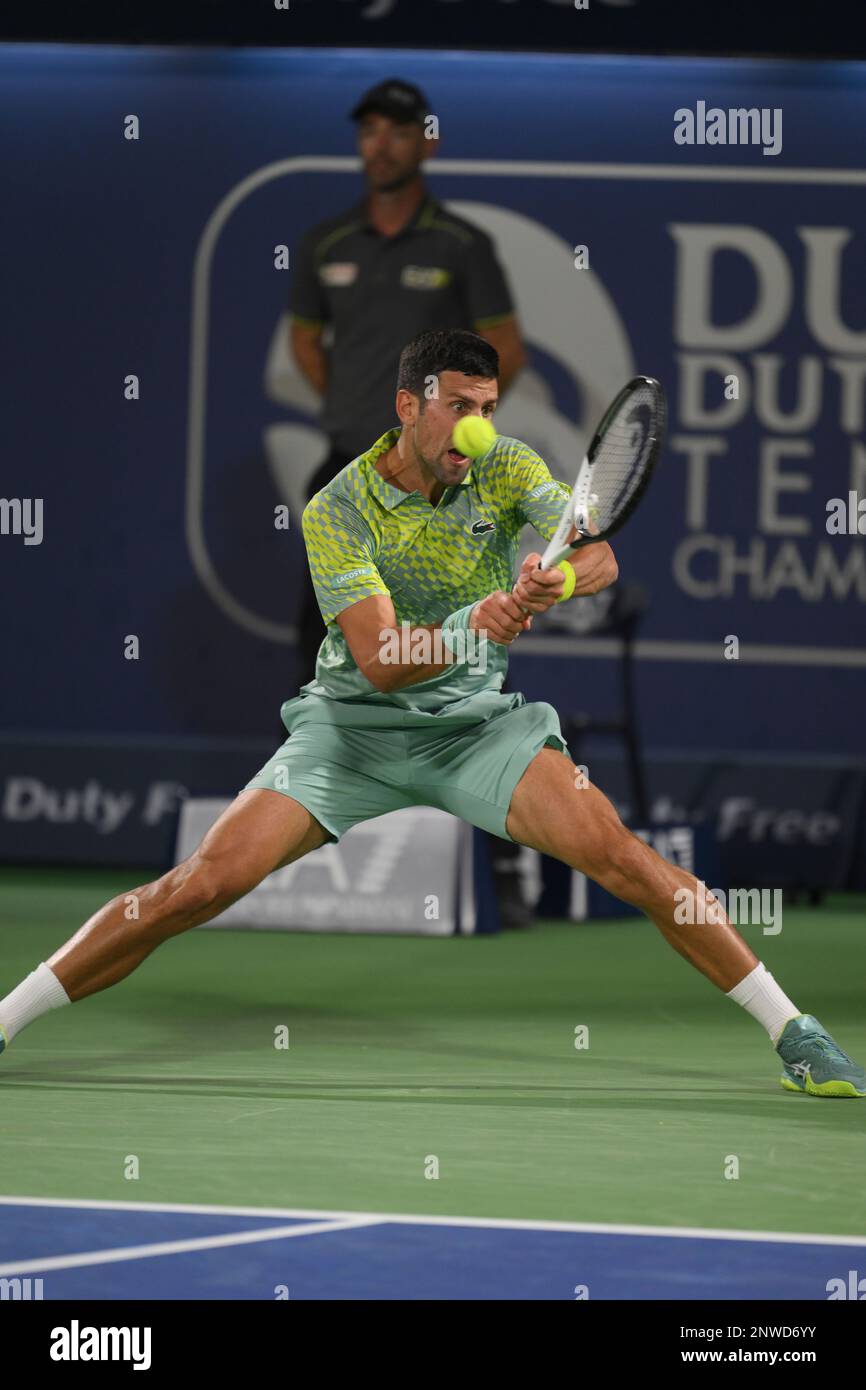 DUBAI, UAE, 28th February 2023. Action from the 1st round match of the ...