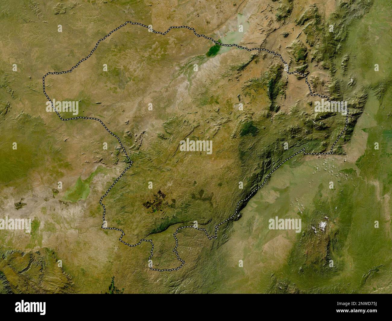 Iringa, region of Tanzania. Low resolution satellite map Stock Photo ...