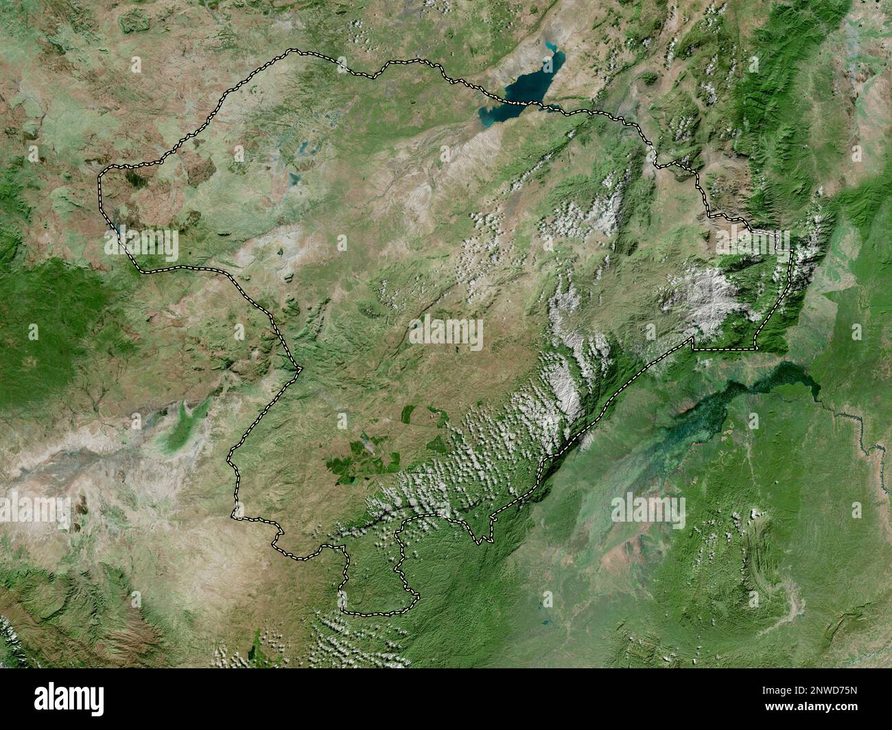 Iringa, region of Tanzania. High resolution satellite map Stock Photo ...
