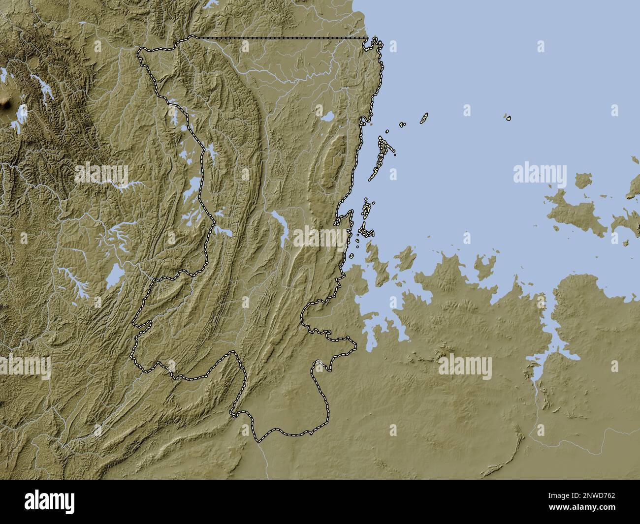 Kagera, region of Tanzania. Elevation map colored in wiki style with ...