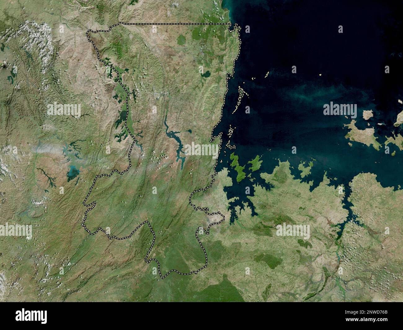 Kagera, region of Tanzania. High resolution satellite map Stock Photo ...
