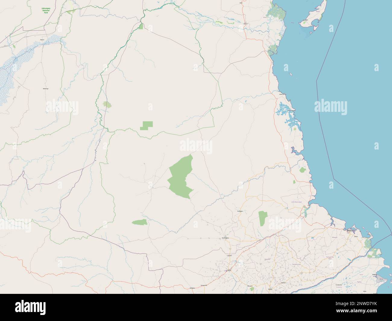 Lindi, region of Tanzania. Open Street Map Stock Photo - Alamy