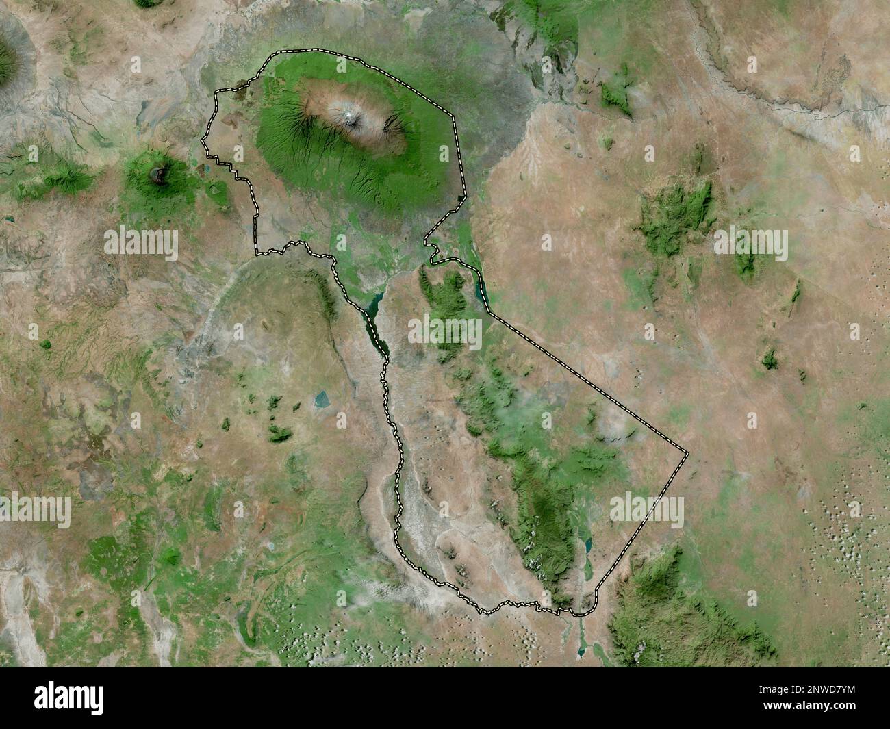 Kilimanjaro, region of Tanzania. High resolution satellite map Stock ...