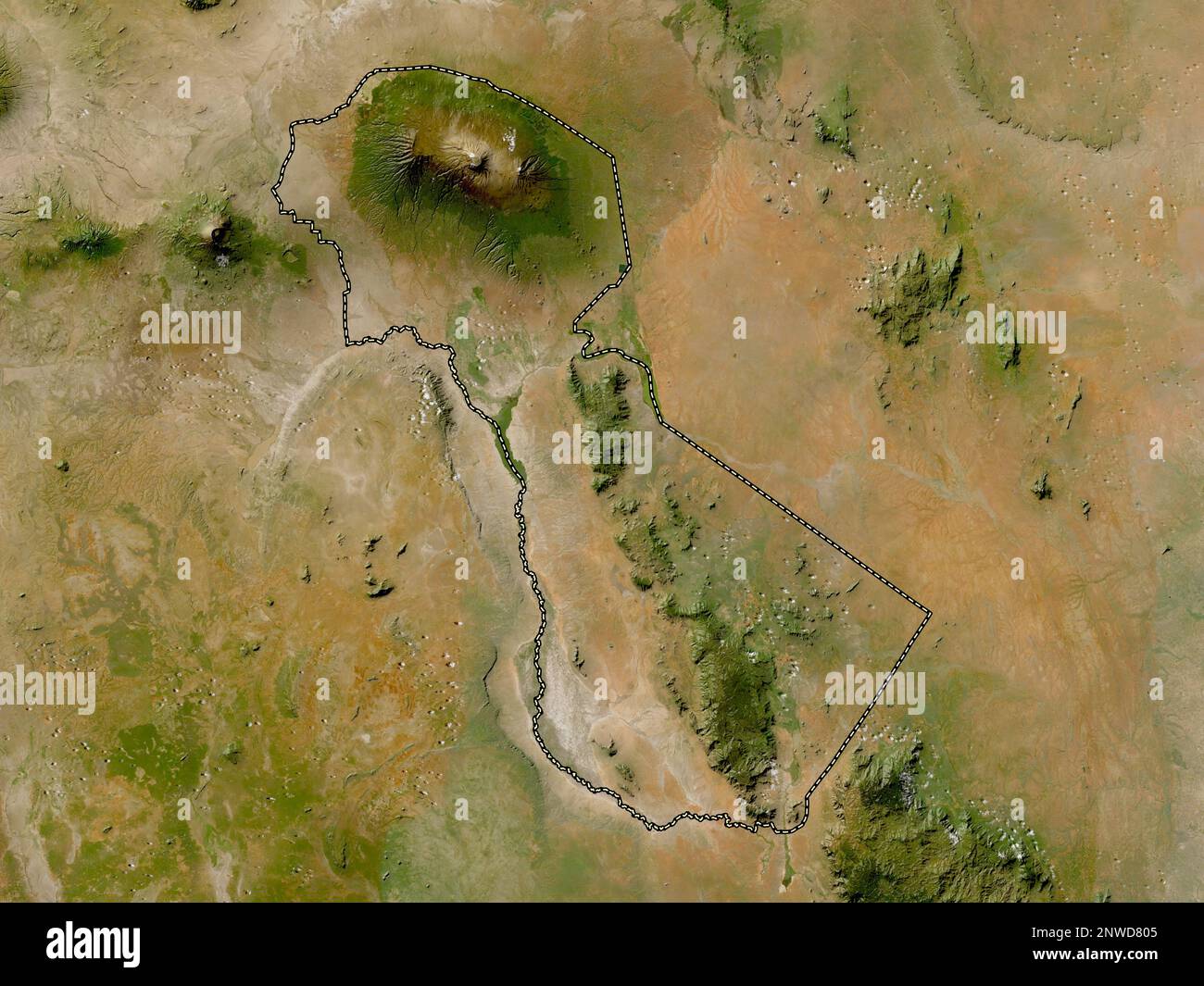 Kilimanjaro, region of Tanzania. Low resolution satellite map Stock ...