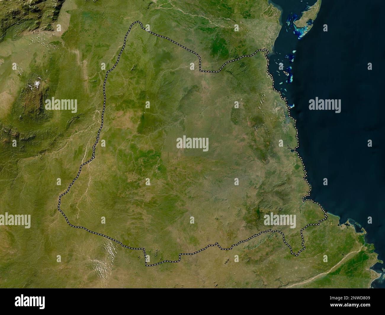 Lindi, region of Tanzania. Low resolution satellite map Stock Photo - Alamy