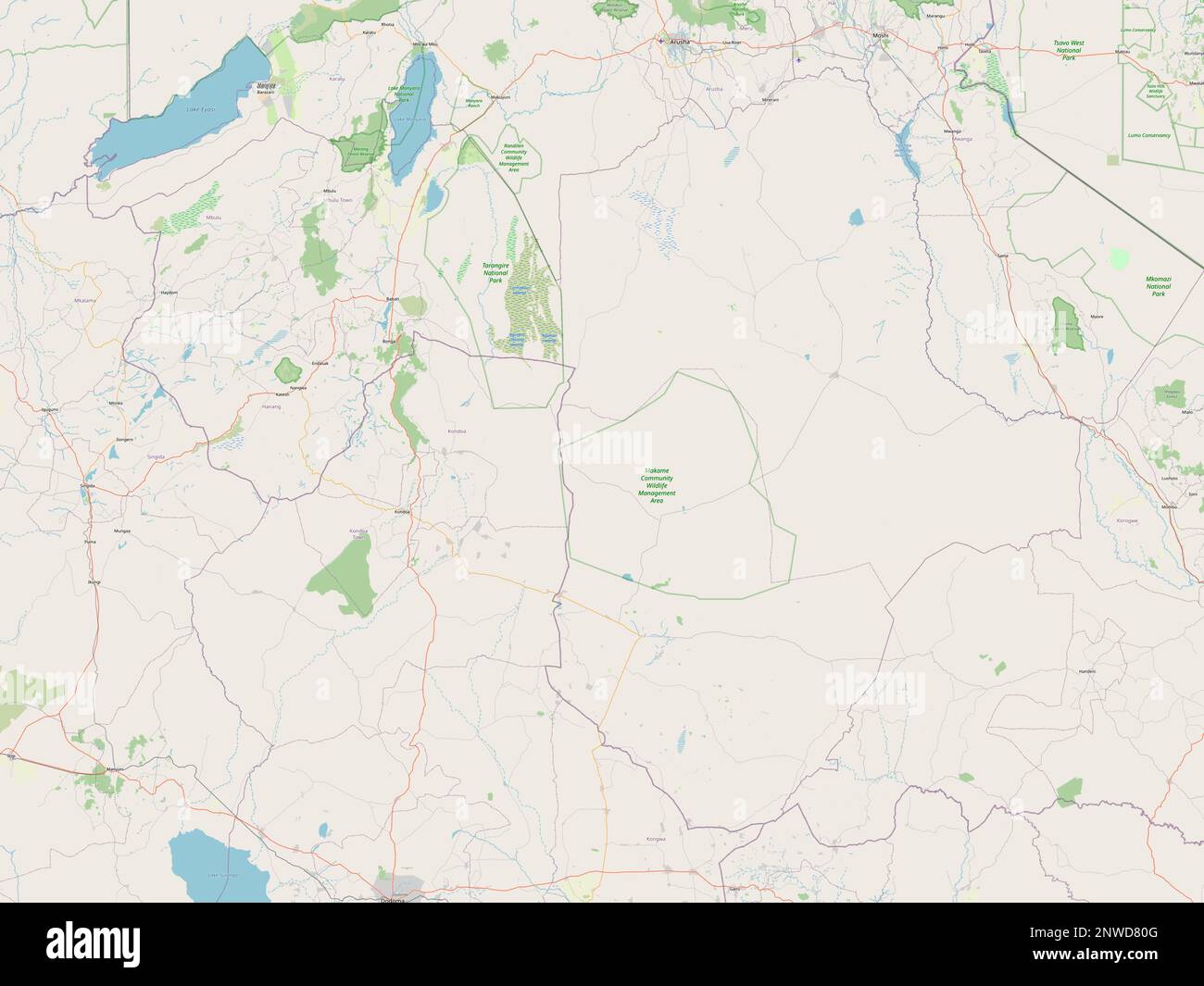 Manyara, region of Tanzania. Open Street Map Stock Photo - Alamy