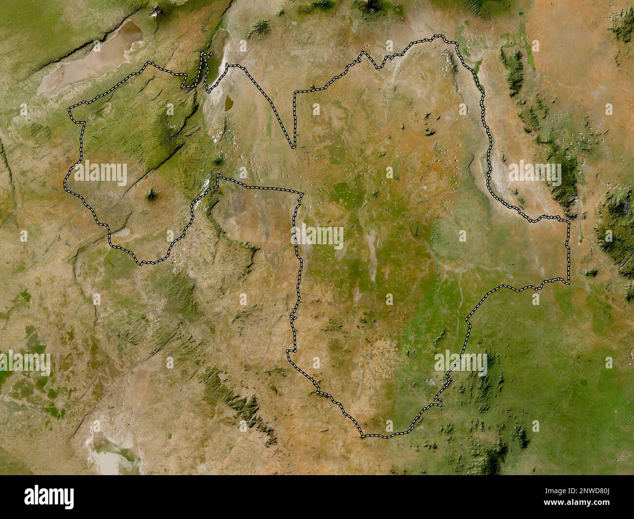 Manyara, region of Tanzania. Low resolution satellite map Stock Photo ...