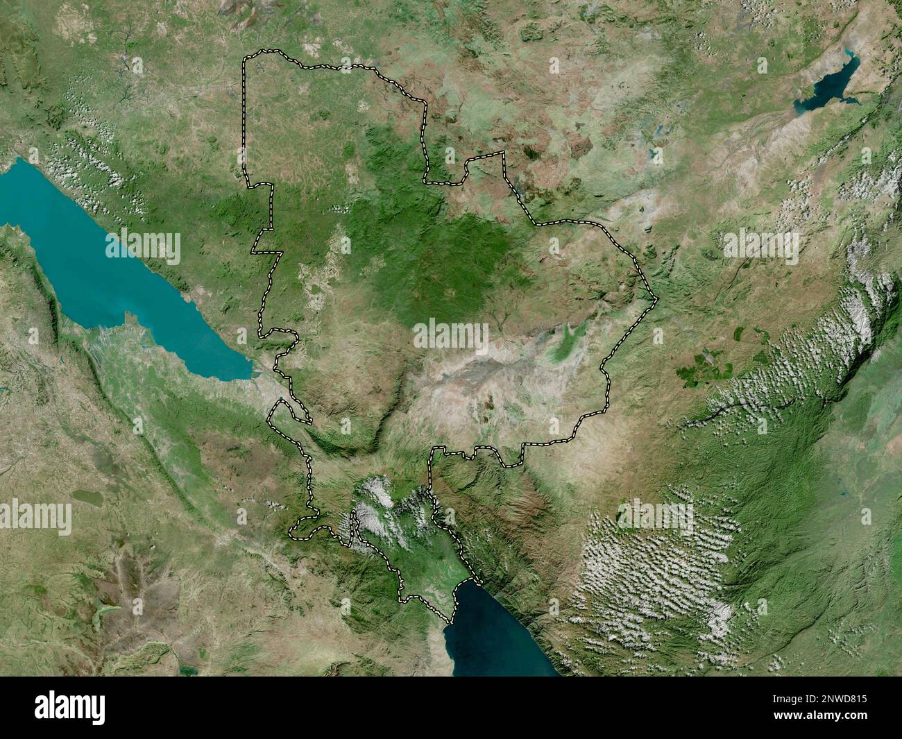 Mbeya, region of Tanzania. High resolution satellite map Stock Photo ...