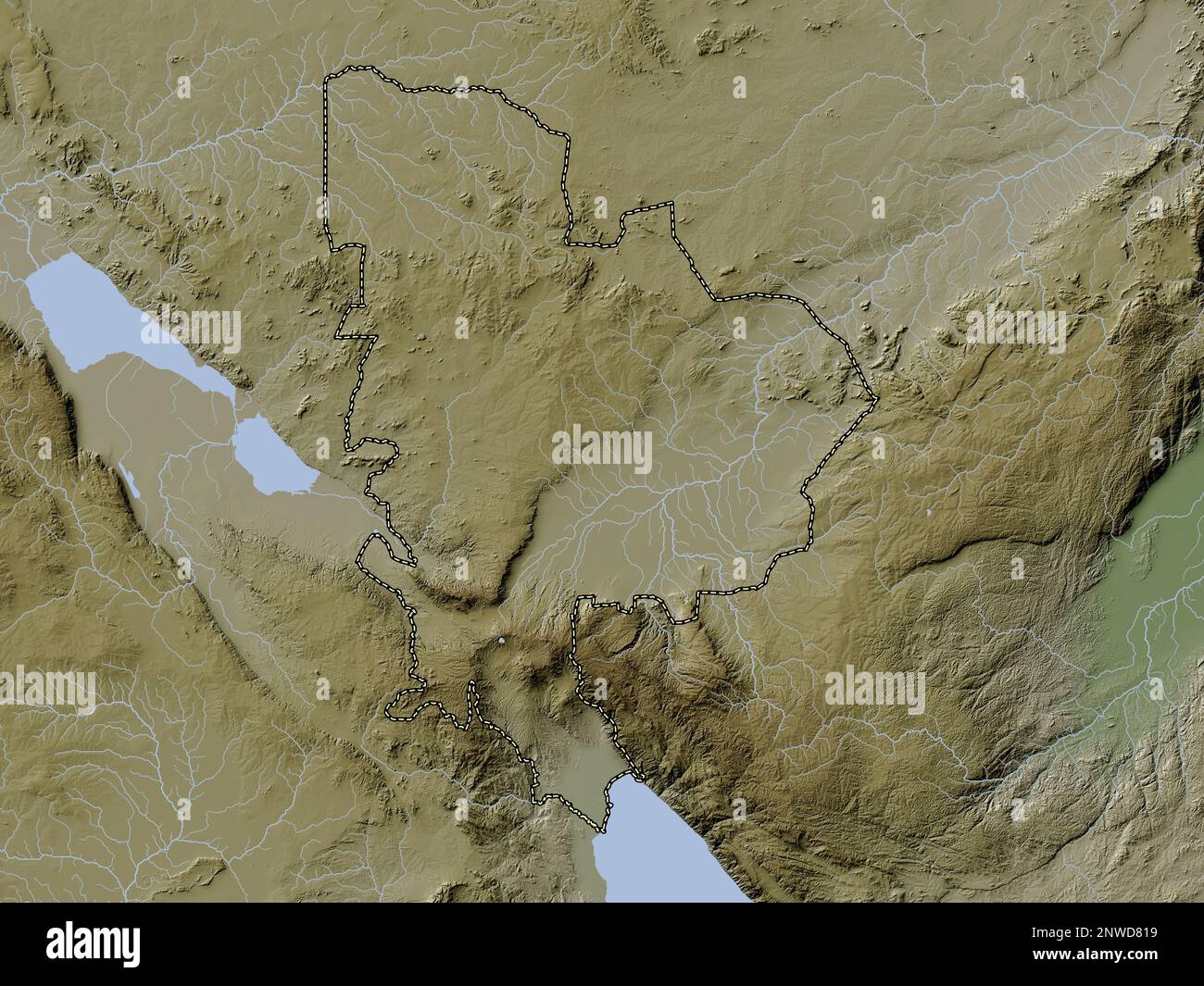 Mbeya, region of Tanzania. Elevation map colored in wiki style with ...
