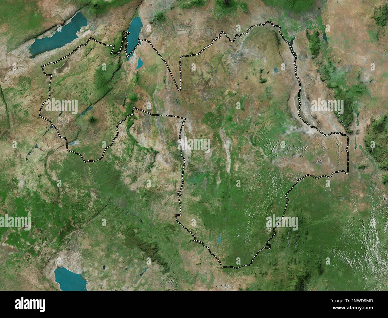 Manyara, region of Tanzania. High resolution satellite map Stock Photo ...