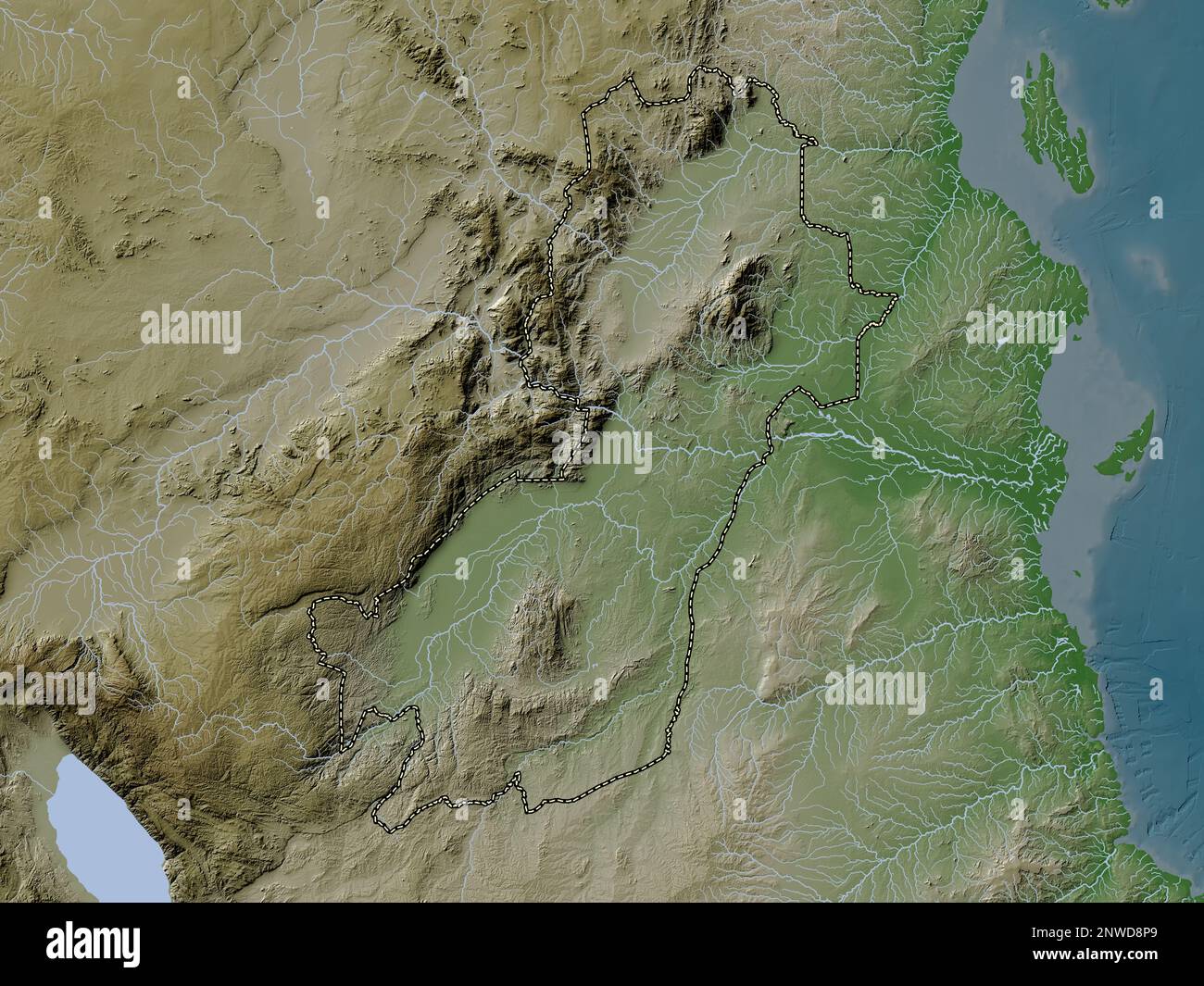 Morogoro, region of Tanzania. Elevation map colored in wiki style with ...